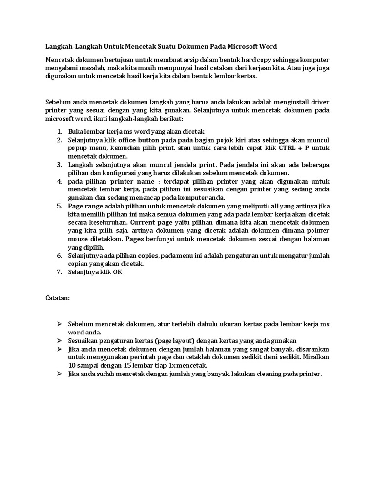 Langkah Mencetak Dokumen | PDF