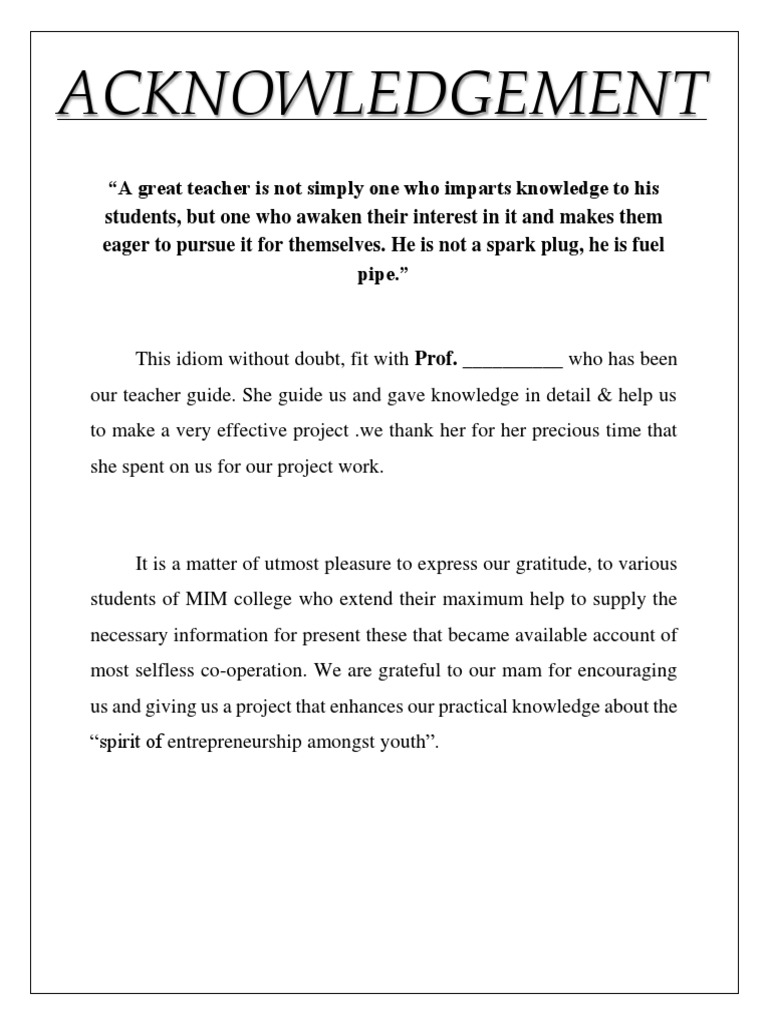 Acknowledgment | PDF | Psychological Concepts | Behavior Modification