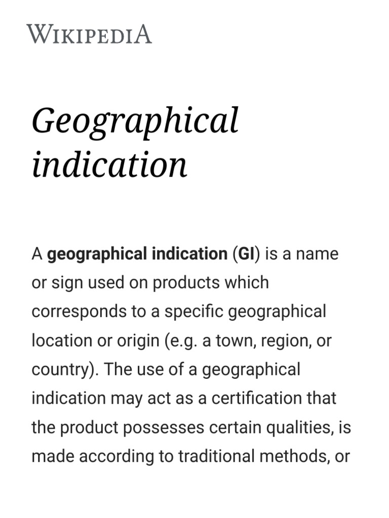 Geographical Indication | PDF | Patent | Business