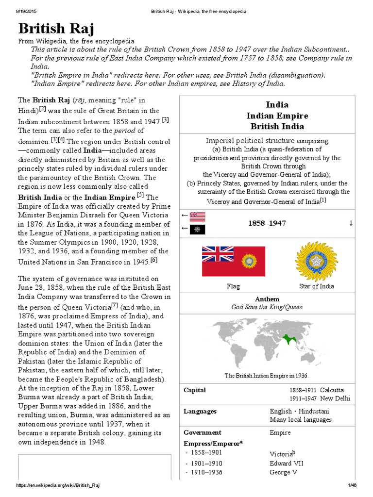 British Raj - Wikipedia, The Free Encyclopedia | PDF | British Raj ...