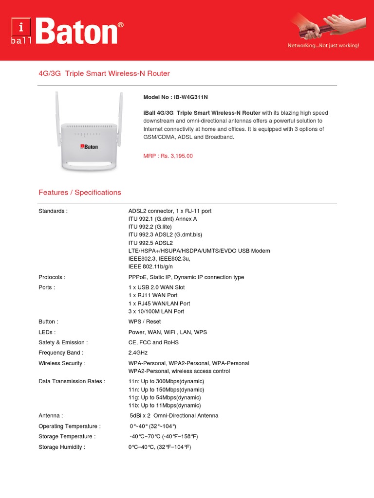 iBall 4G/3G Triple Smart Router | PDF | Computers