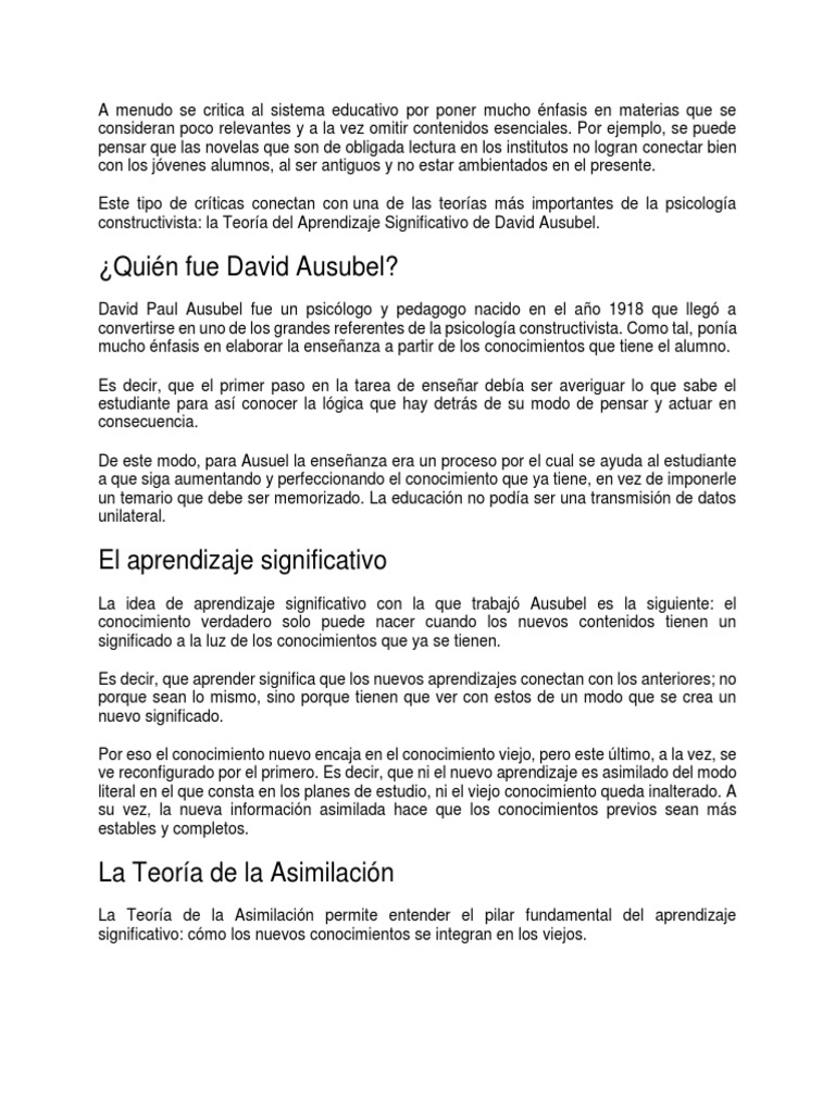 Aprendizaje Significativo | PDF | Aprendizaje | Plan de estudios