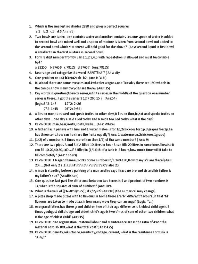 TCS Questions | PDF | Teaching Mathematics