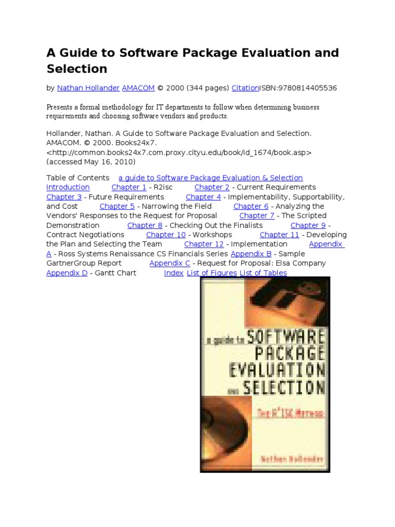 A Guide To Software Package Evaluation and Selection | PDF | Economies ...