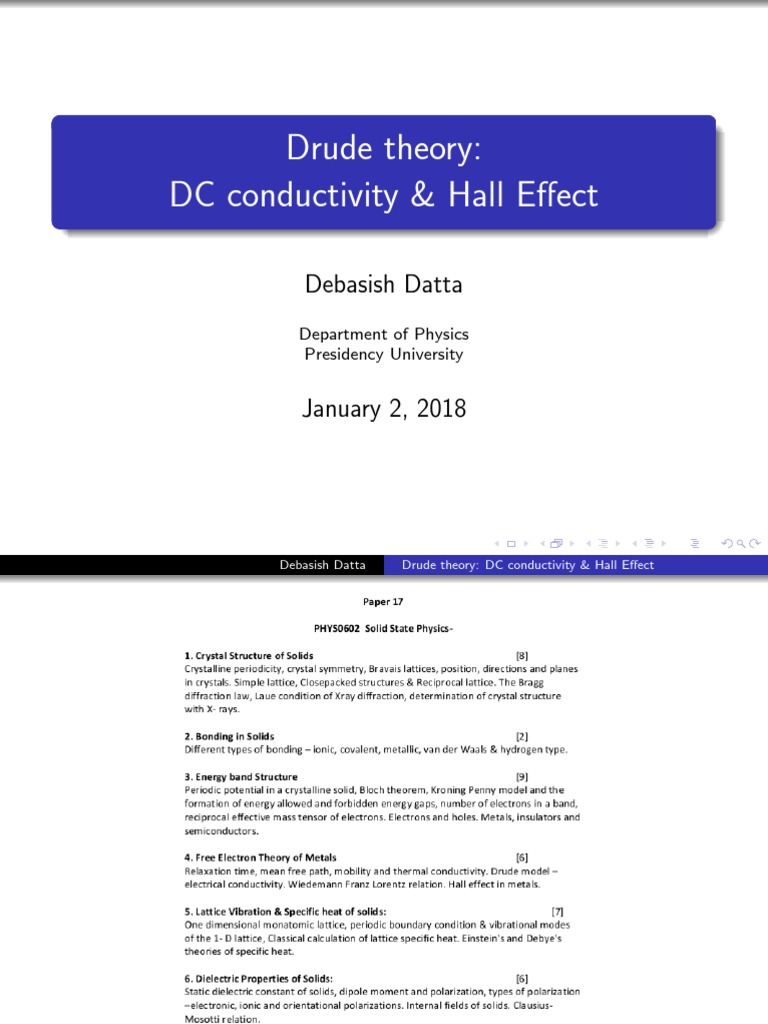 Introduction & Drude Theory of Conductivity | Electrical Resistivity ...