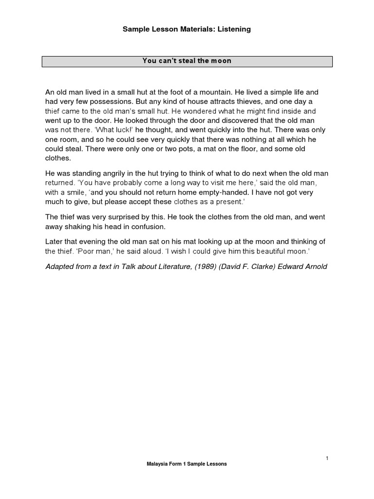 Sample Lessons 1 - 5 Materials (Form 1) | PDF