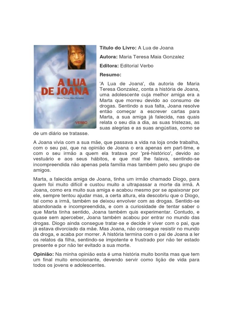 A Lua de Joana (Ficha de Leitura) | PDF