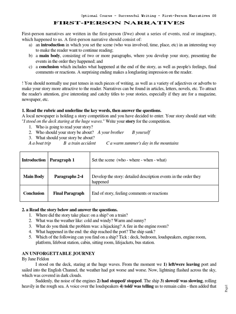 Writing First-Person Narratives | PDF | Narrative