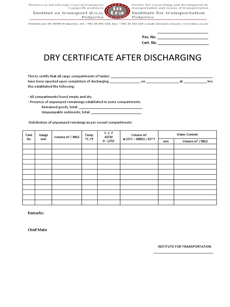 Dry Certificate | PDF