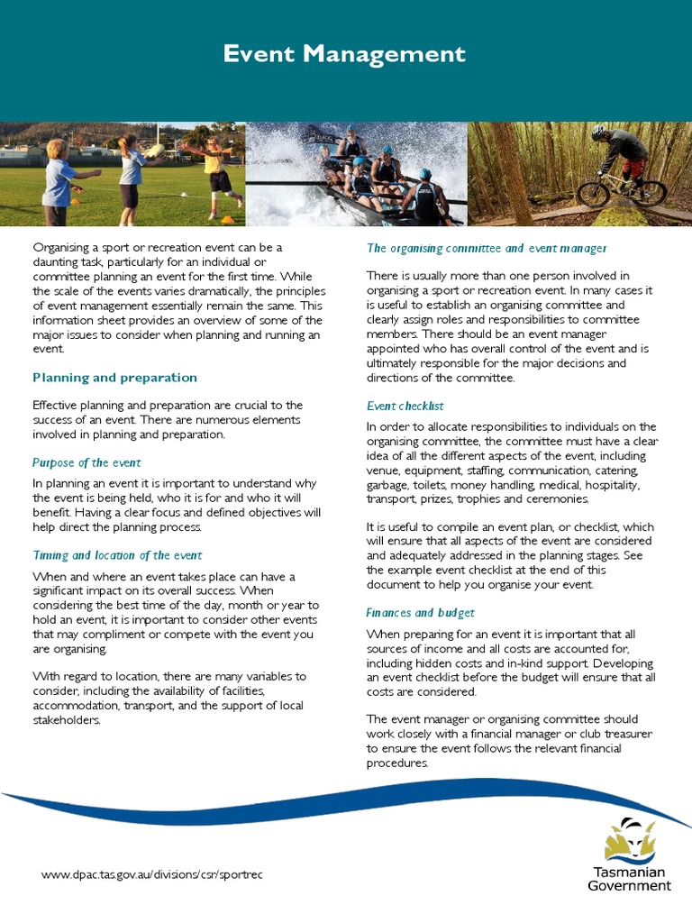 Sport Event Management | PDF | Sponsor (Commercial) | Budget
