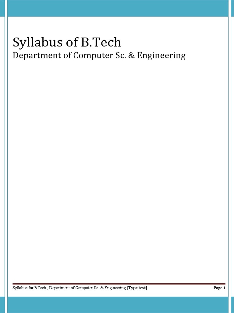 Syllabus of B.Tech: Department of Computer Sc. & Engineering | PDF | Parsing | Compiler
