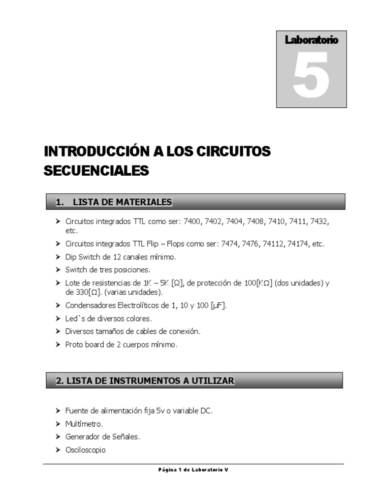 Circuitos Secuenciales: Guía de Laboratorio | PDF | Ingeniería Electrónica | Diseño electronico