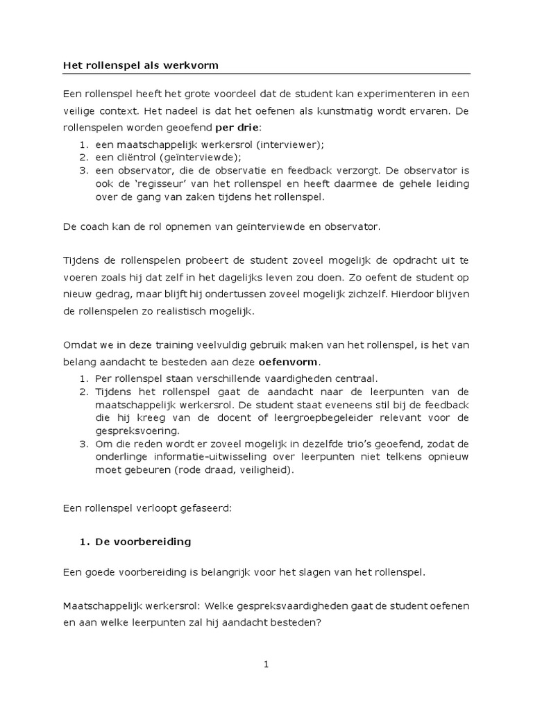 Het Rollenspel Als Werkvorm | PDF