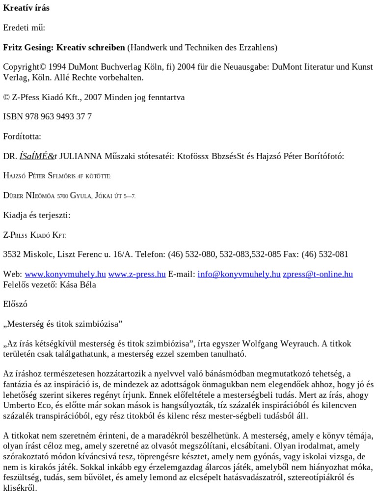 Fritz Gesing - Kreatív Írás PDF | PDF