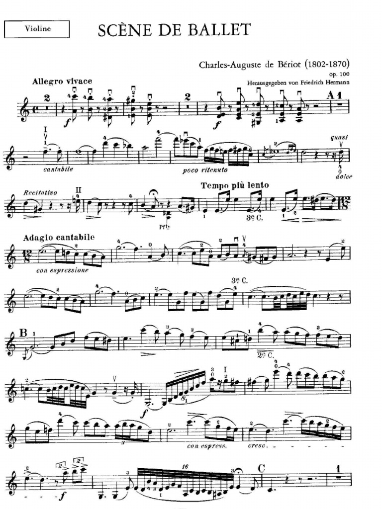 Beriot Scene de Ballet Op 100 - Violin | PDF | Art