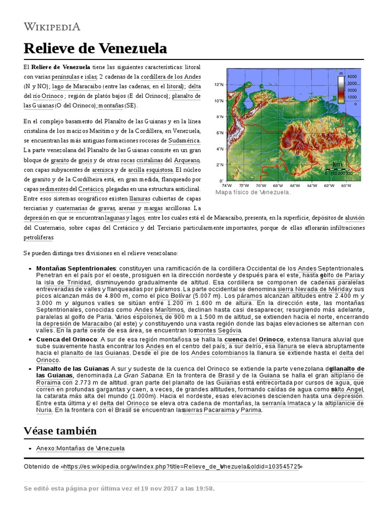 Relieve de Venezuela | PDF | Andes | Terreno