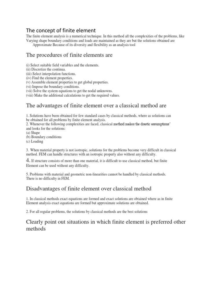 The Concept of Finite Element | PDF