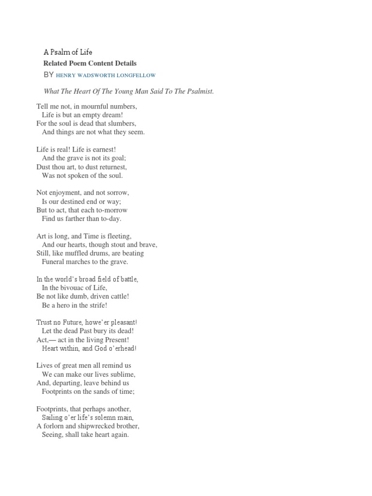 A Psalm of Life | PDF | Poetry