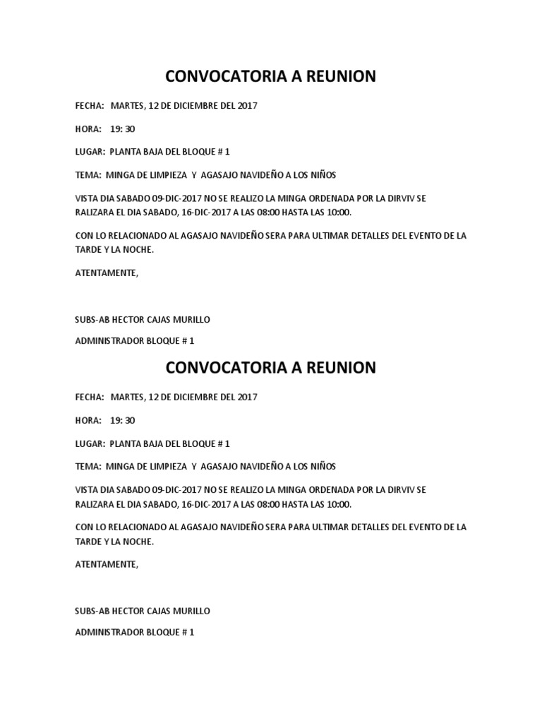 Convocatoria A Reunion | PDF