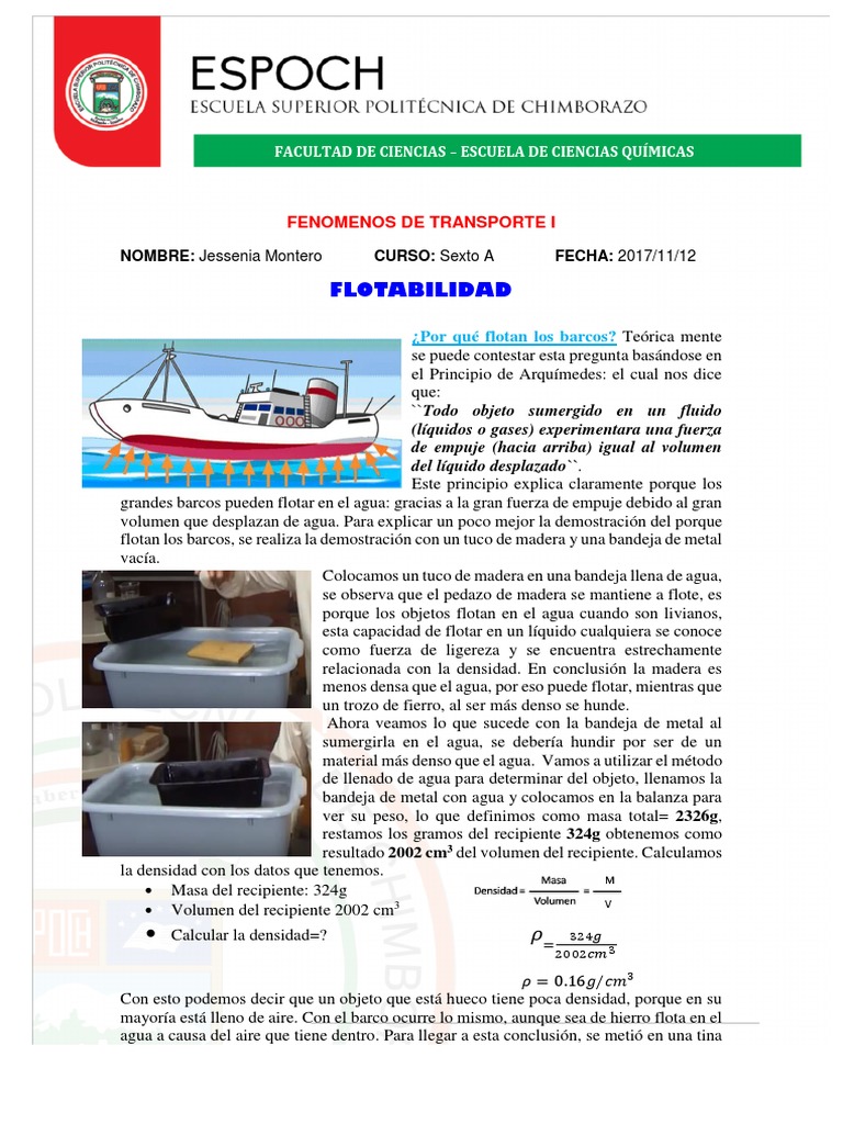Densidad y flotabilidad en barcos | PDF | Densidad | Ciencias fisicas