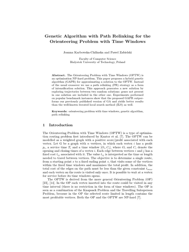A Hybrid Genetic Algorithm with Path Relinking for Solving the Orienteering Problem with Time ...