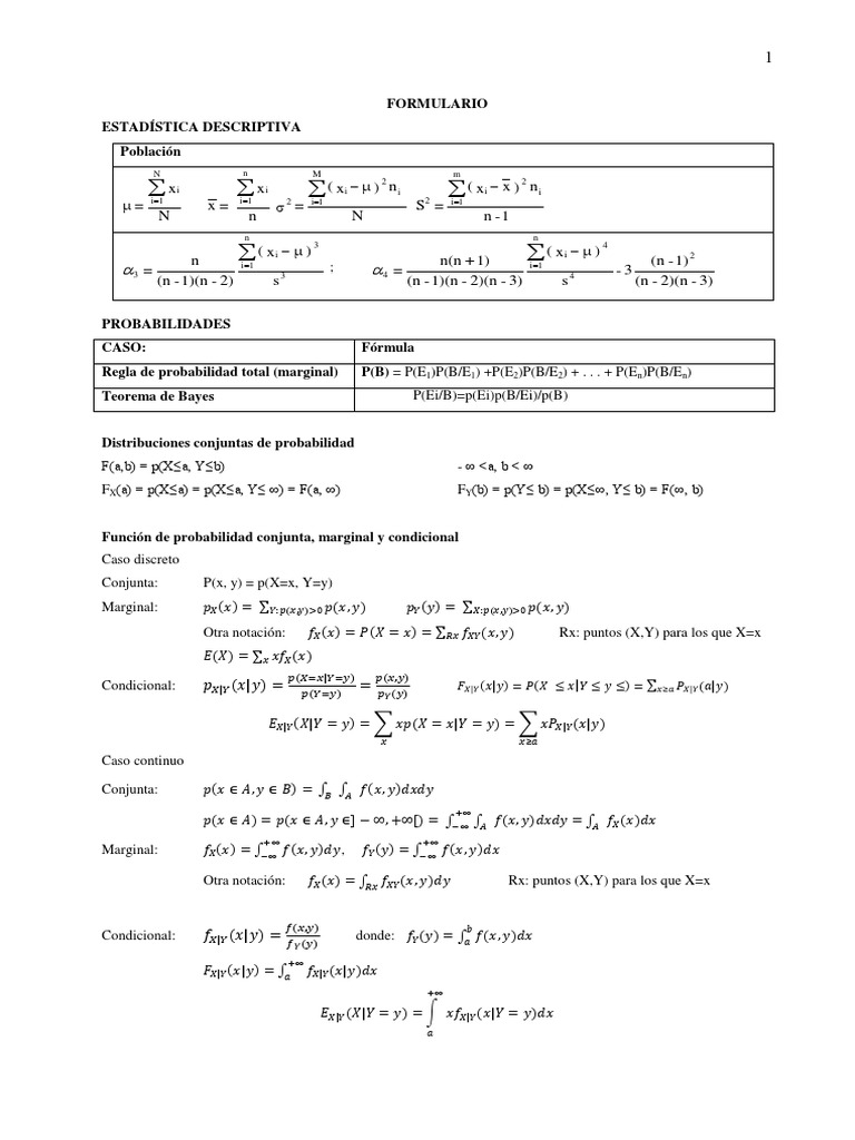 1 Formulario Completo | PDF | Regresión lineal | Muestreo (Estadísticas)