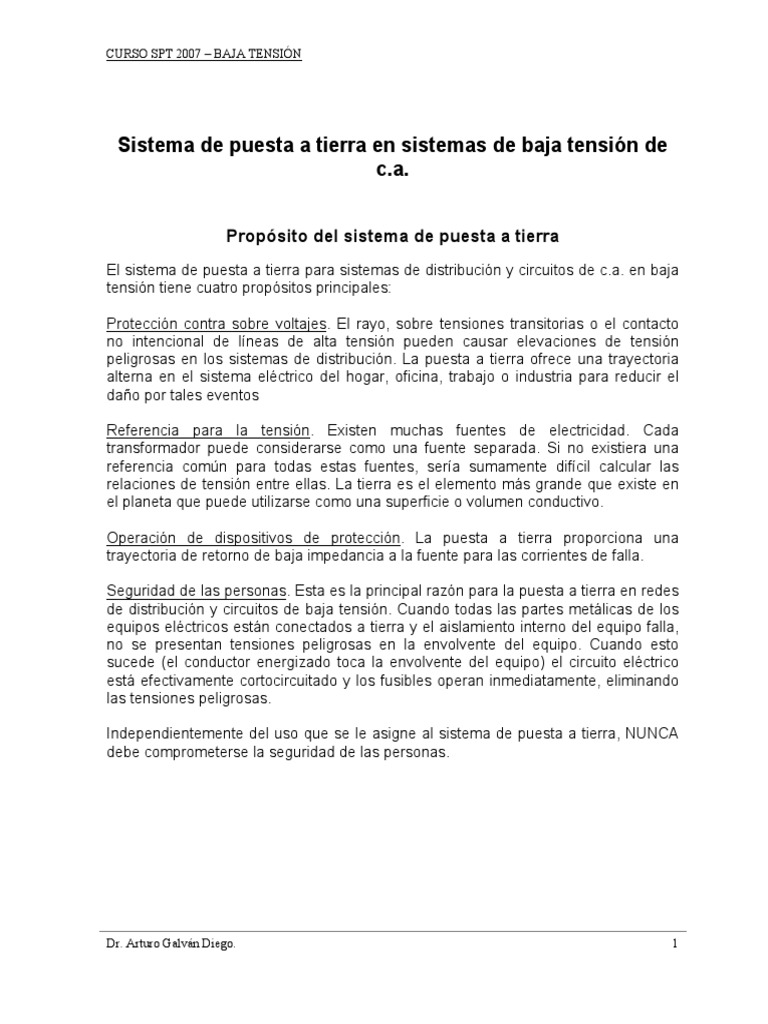 Sistema SPT en Baja Tensión | PDF | Corriente eléctrica | Transformador