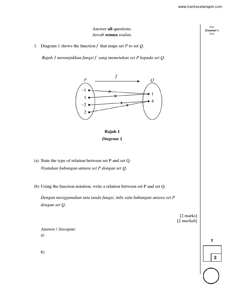Kertas 1 Pep Set 2 Spm 2016 Soalan Pdf Algebra Mathematical