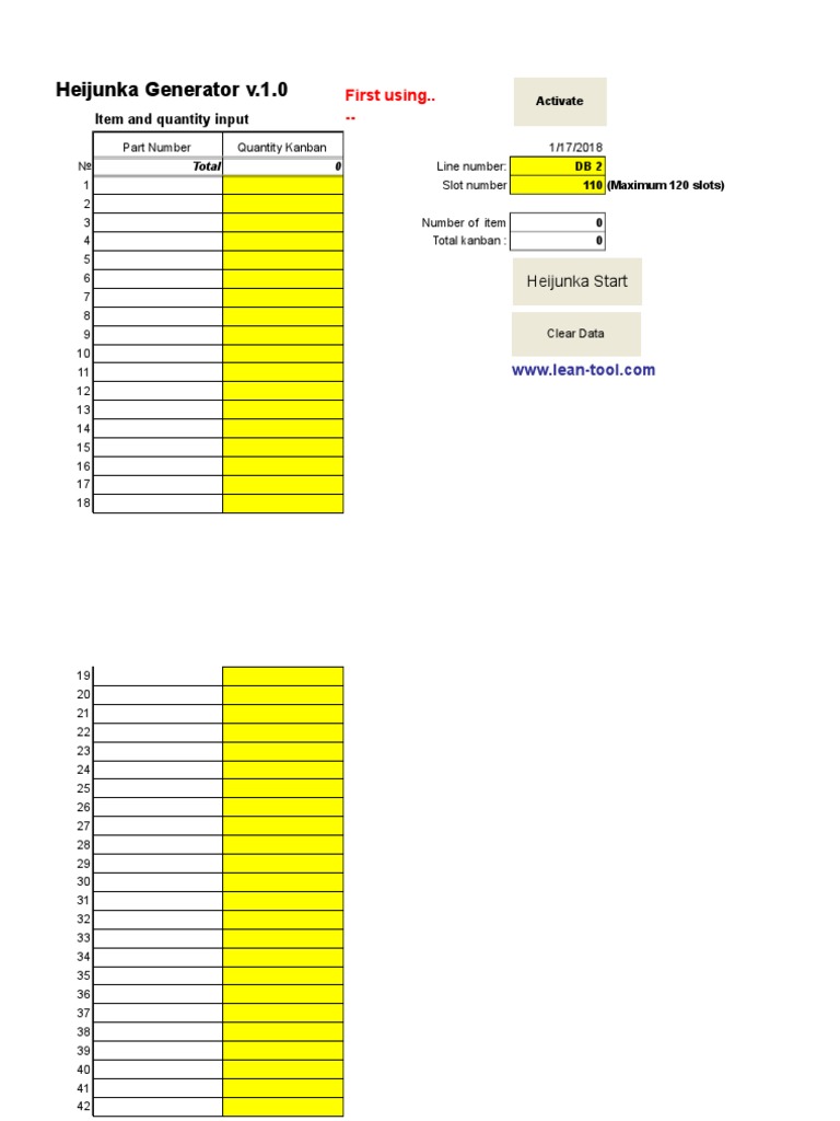 Heijunka Board Layout for DB 2 Line with 110 Slots | PDF | Computing ...