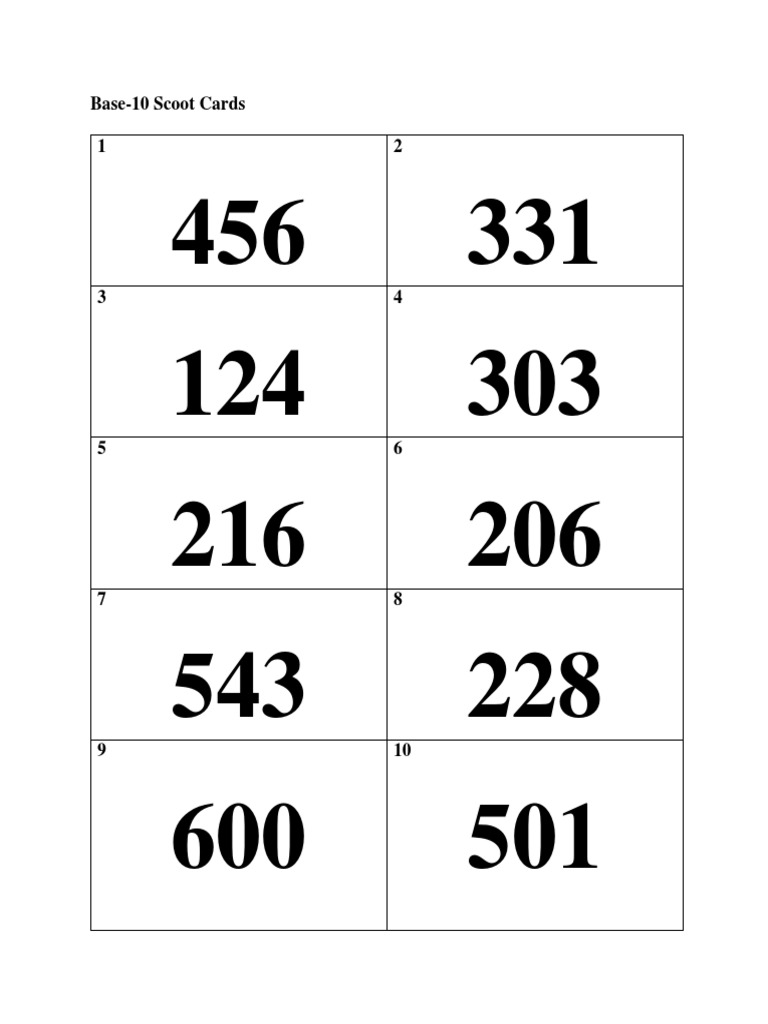 Base-10 Scoot Cards | PDF