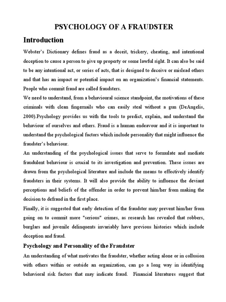 Identifying Fraudster Traits and Psychology | PDF | Crime & Violence ...