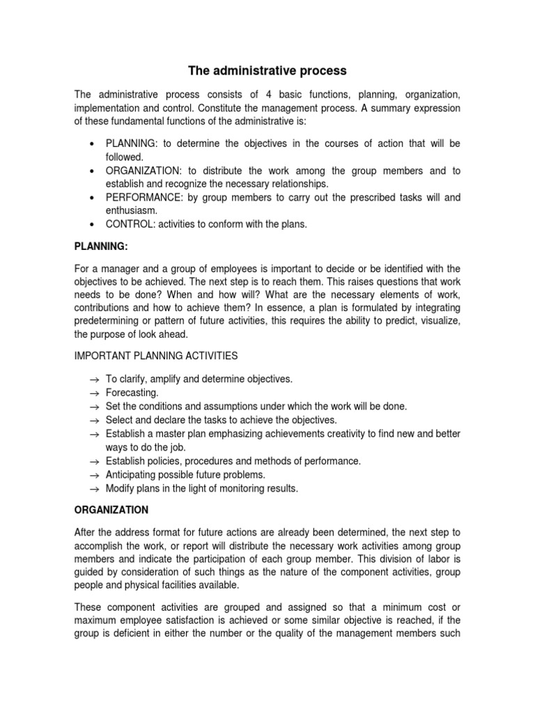 The Administrative Process: Planning | PDF | Employment | Behavioural ...