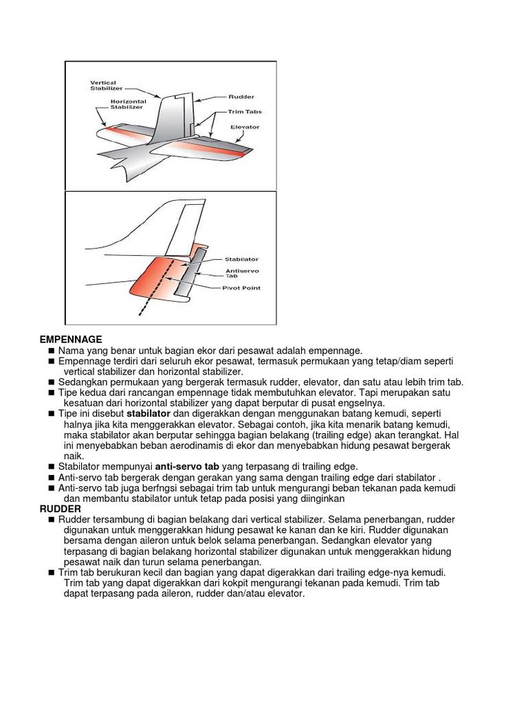 Struktur dan Fungsi Empennage Pesawat | PDF