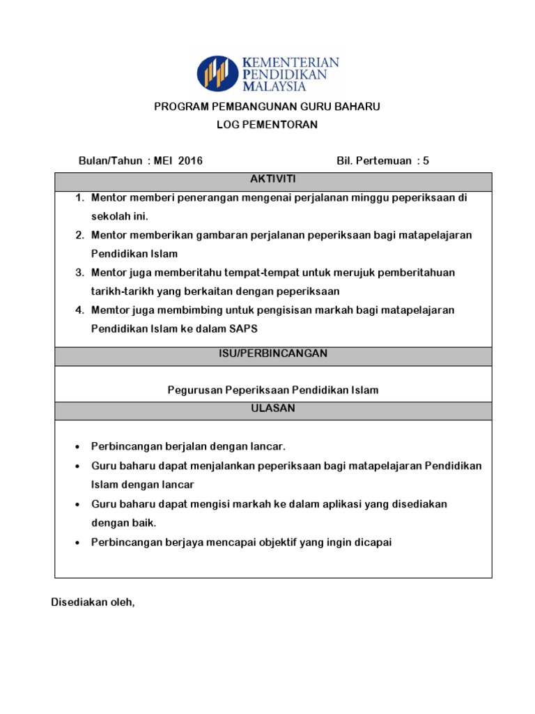 Log Pementoran PPGB | PDF