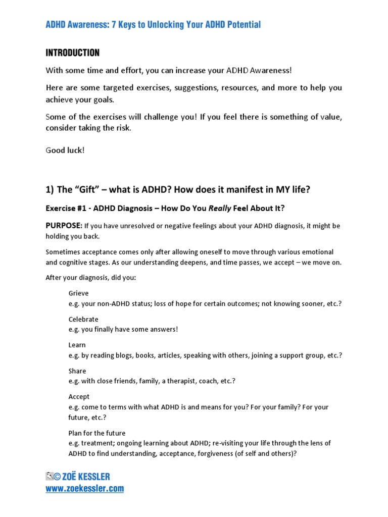ADHD Awareness Handout PDF | Download Free PDF | Attention Deficit ...