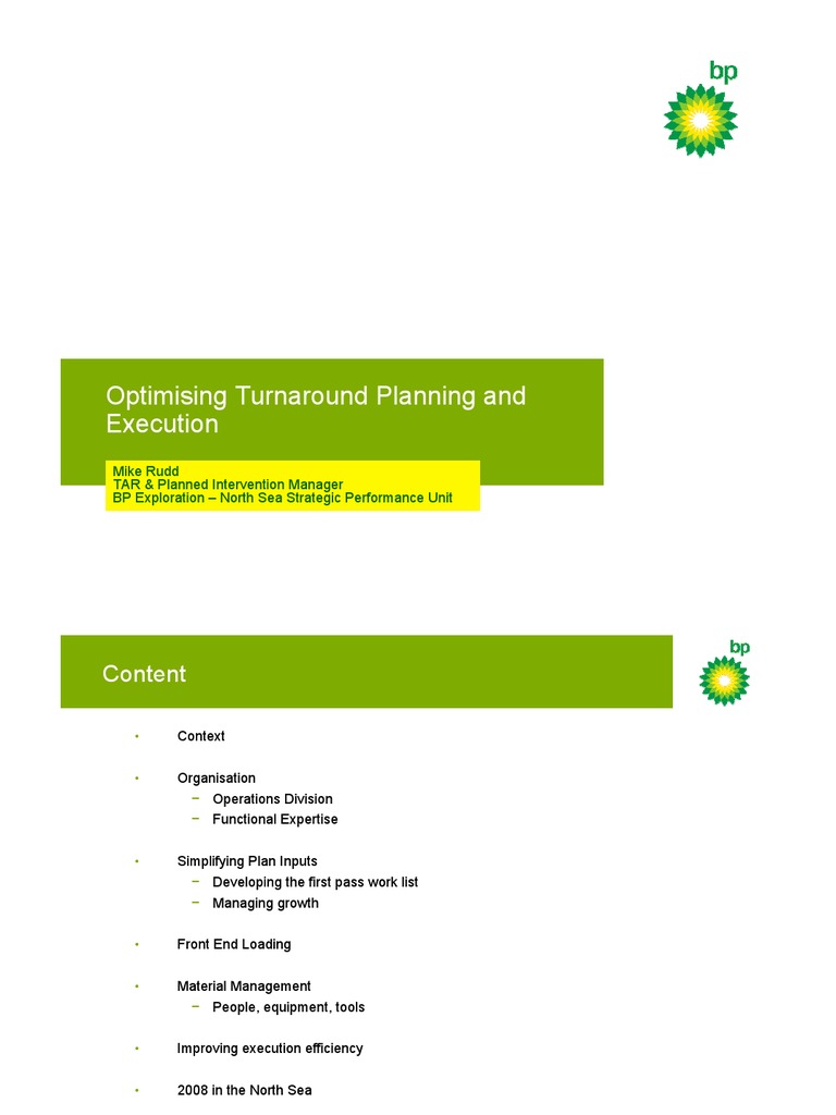 Optimizing TAR Management in North Sea | PDF | Bp | North Sea