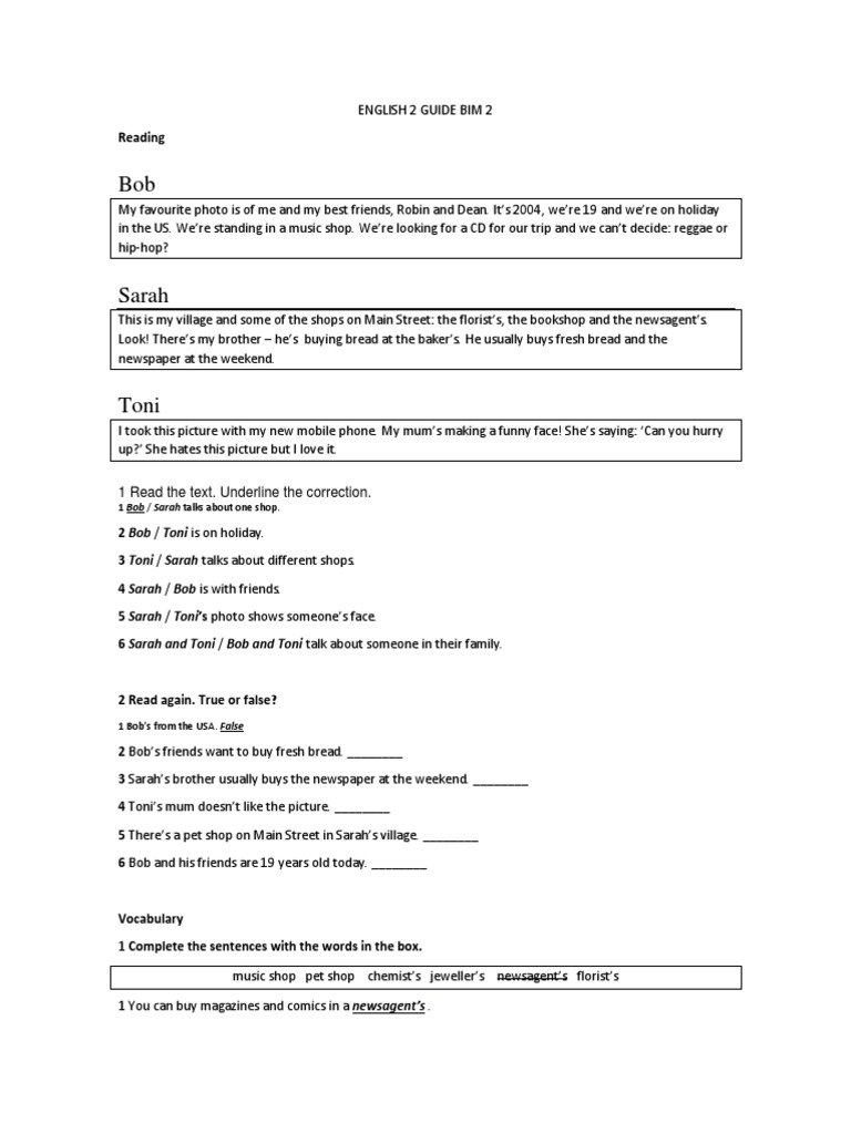 Eng2 Guide Bim 2 | PDF | Madrid | Leisure