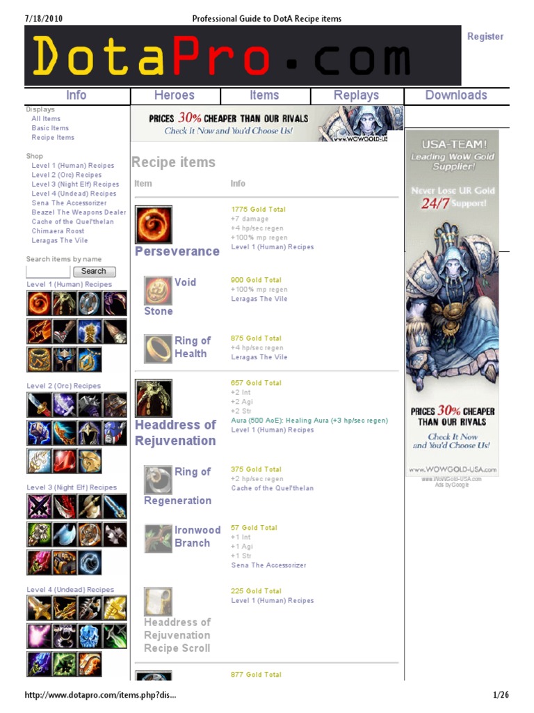 DotA Recipe Items | PDF | Fantasy | Leisure