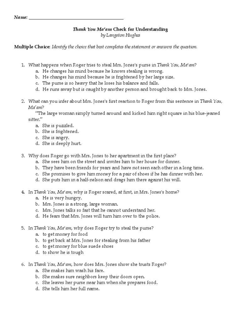 Thank You Maam Check For Understanding 1 | PDF