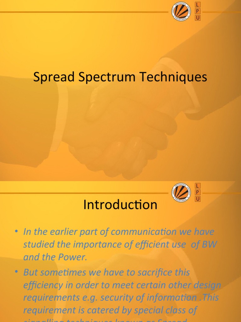 Spread Spectrum Techniques | PDF | Computing | Communication
