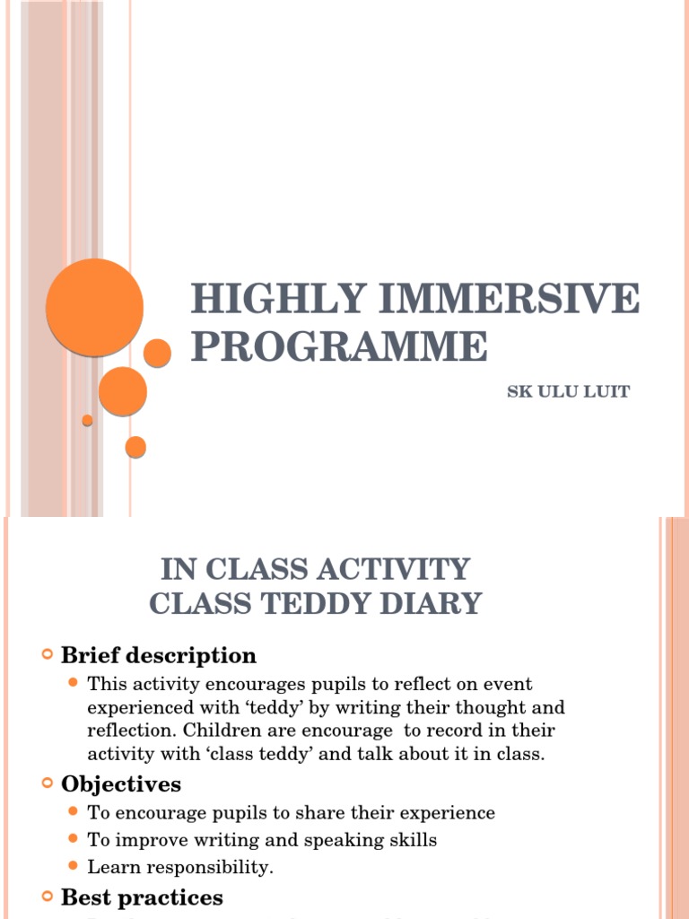 Highly Immersive Programme | PDF | Creativity | Teachers