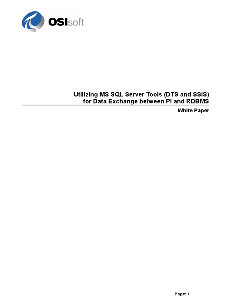 PI OLEDB and DTS SSIS | PDF | Microsoft Sql Server | Information Technology