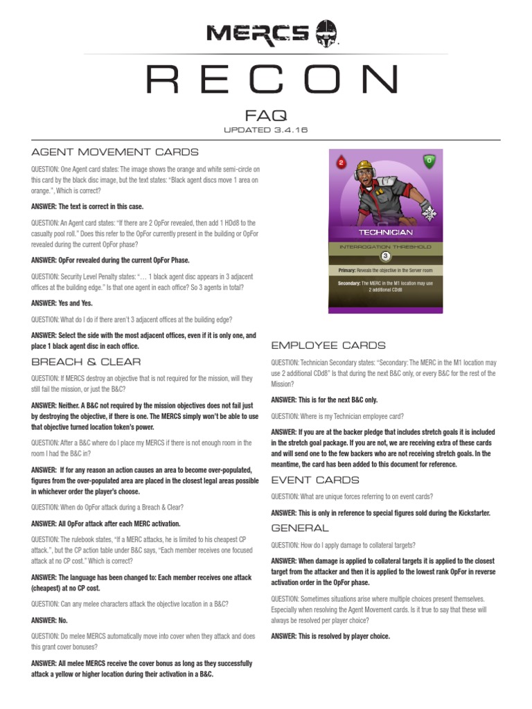 Recon FAQ | PDF | Leisure