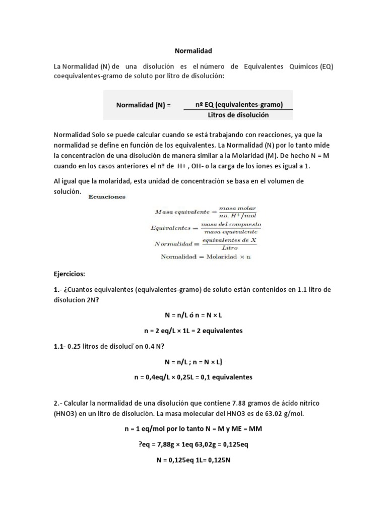 Ejercicios Normalidad | Concentración | Análisis