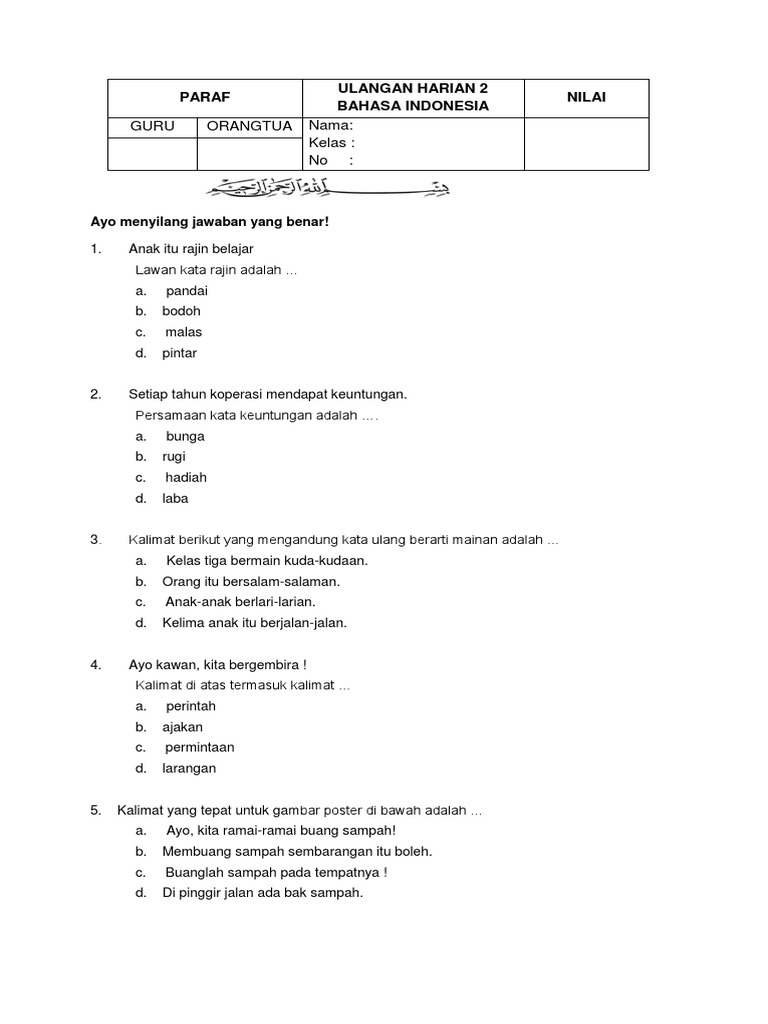 Uh Bin 2 Kls 3 | PDF