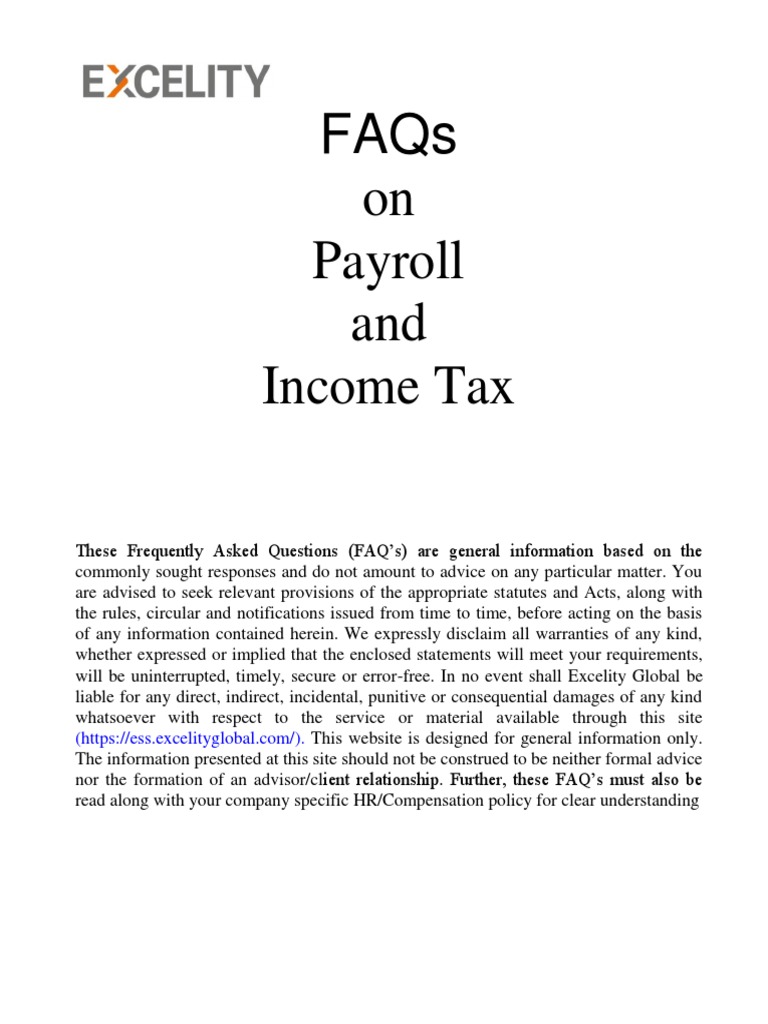 Capgemini Excelity Payroll FAQ | PDF | Employee Benefits | Tax Deduction