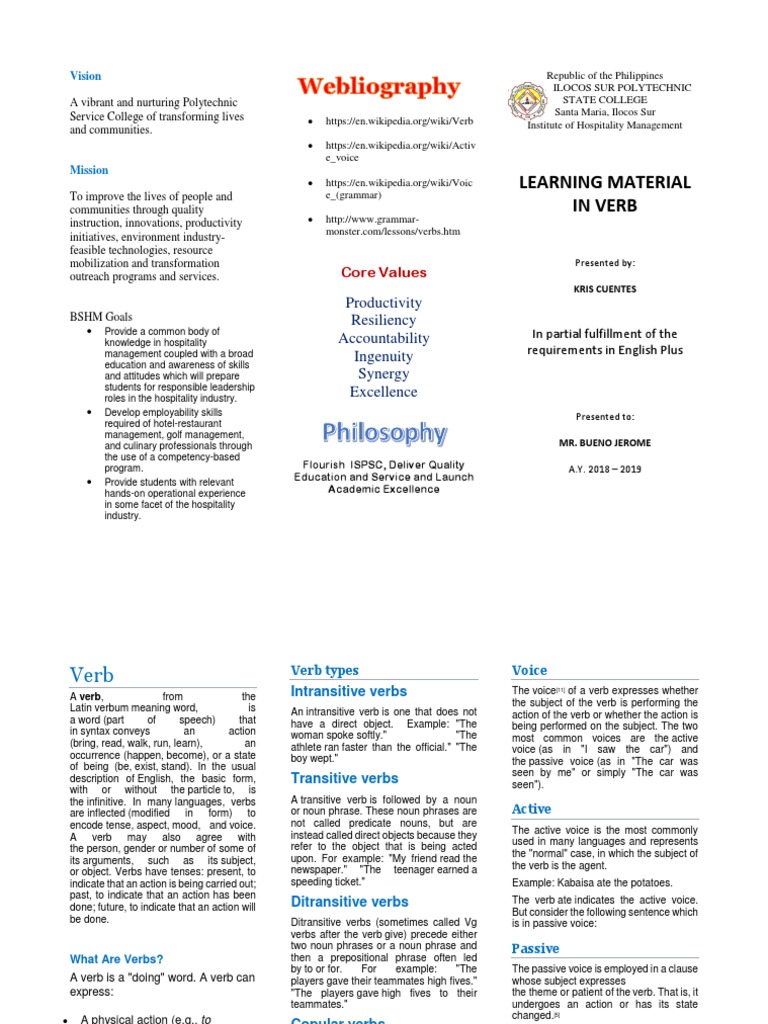 Learning Material in Verb: Vision | PDF | Verb | Languages