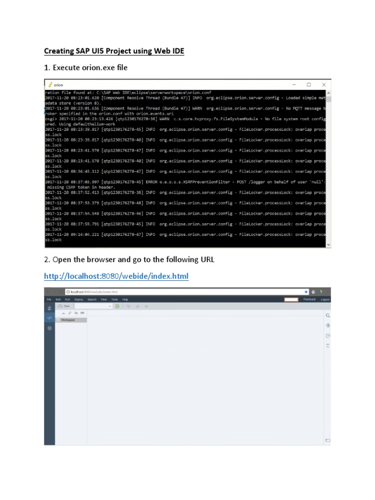 Execute Orion - Exe File: Creating SAP UI5 Project Using Web IDE | PDF