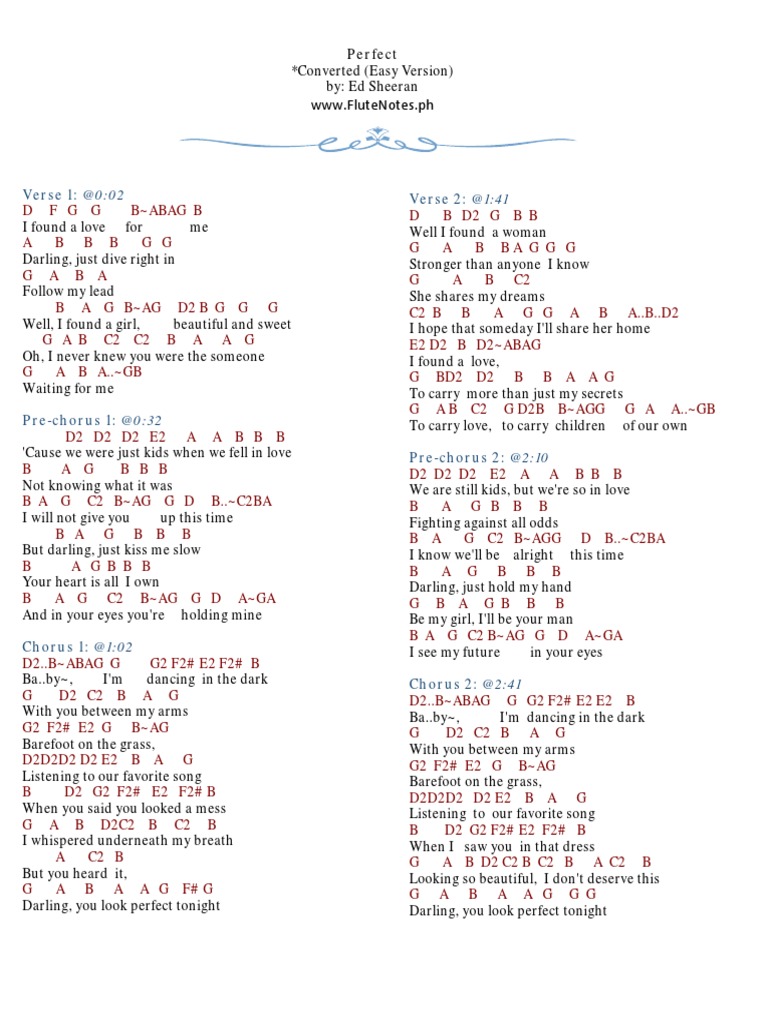 Perfect (Converted) Ed Sheeran | PDF | Number One Singles | Songs