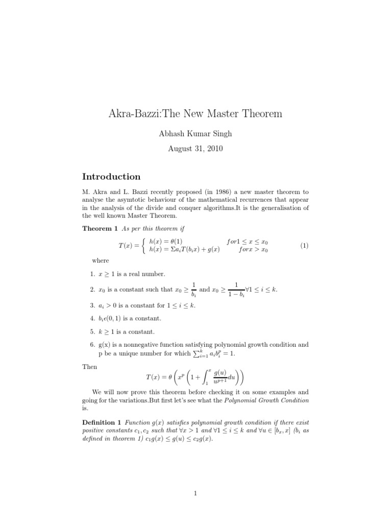 Akra Bazzi Assignment | PDF | Polynomial | Mathematical Objects